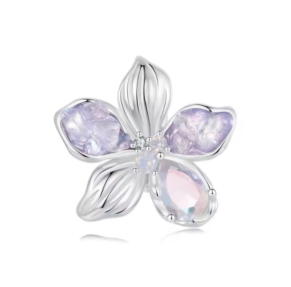 Pandora Compatible Shimmering Pink Cherry Blossom Spacer/Stopper Charm ...